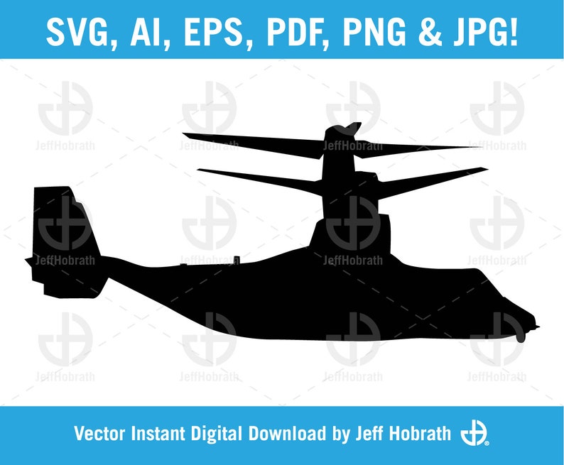 V-22 Osprey VTOL Aircraft Silhouette Isolated Vector - Etsy