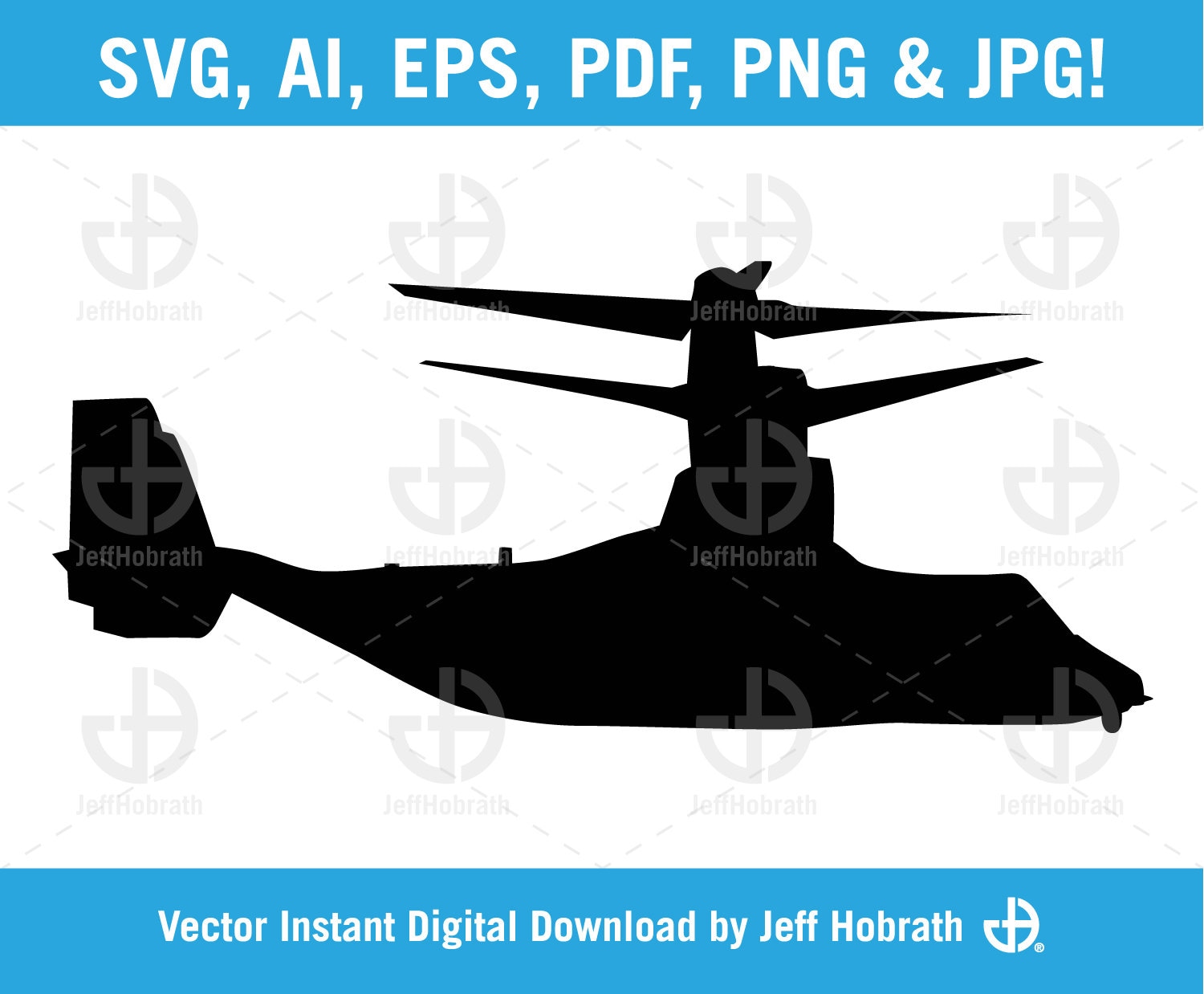 V-22 Osprey VTOL Aircraft silhouette isolated vector | Etsy