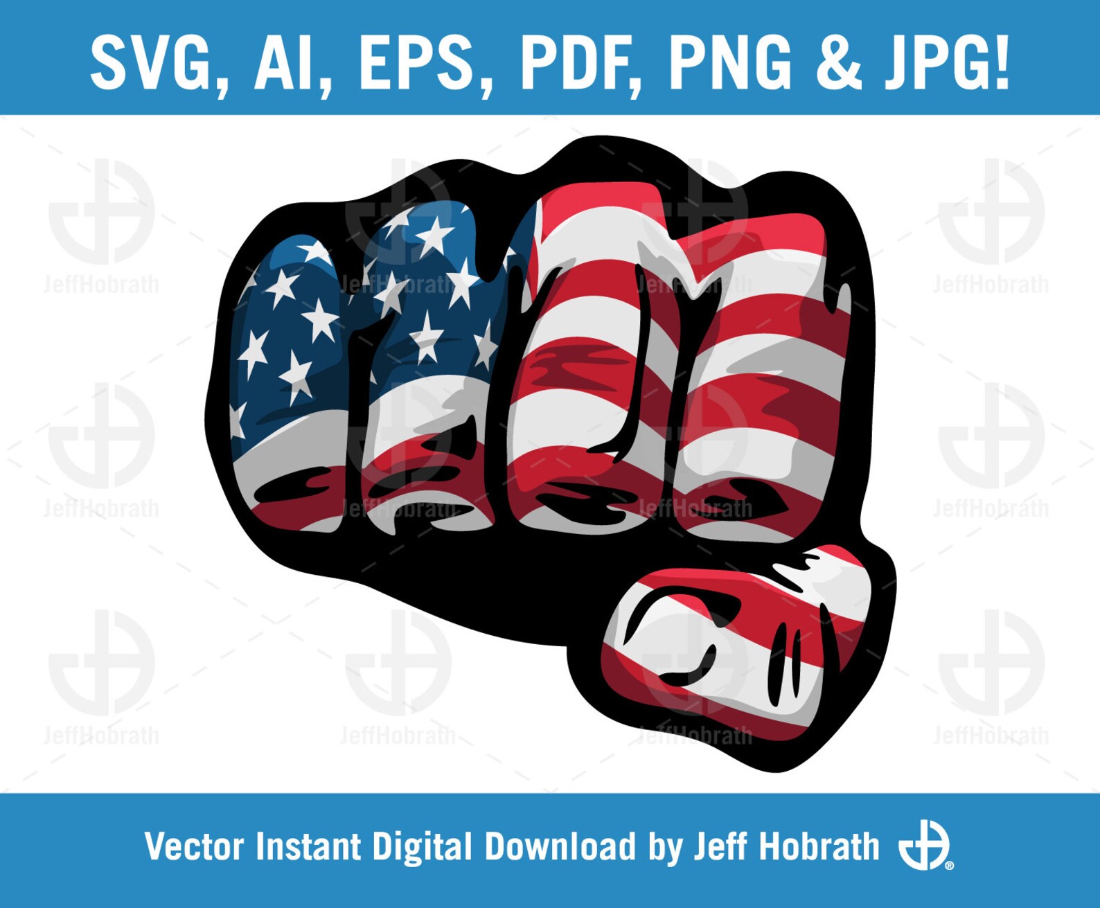 American Fist USA Flag Overlay Isolated Vector Illustration - Etsy
