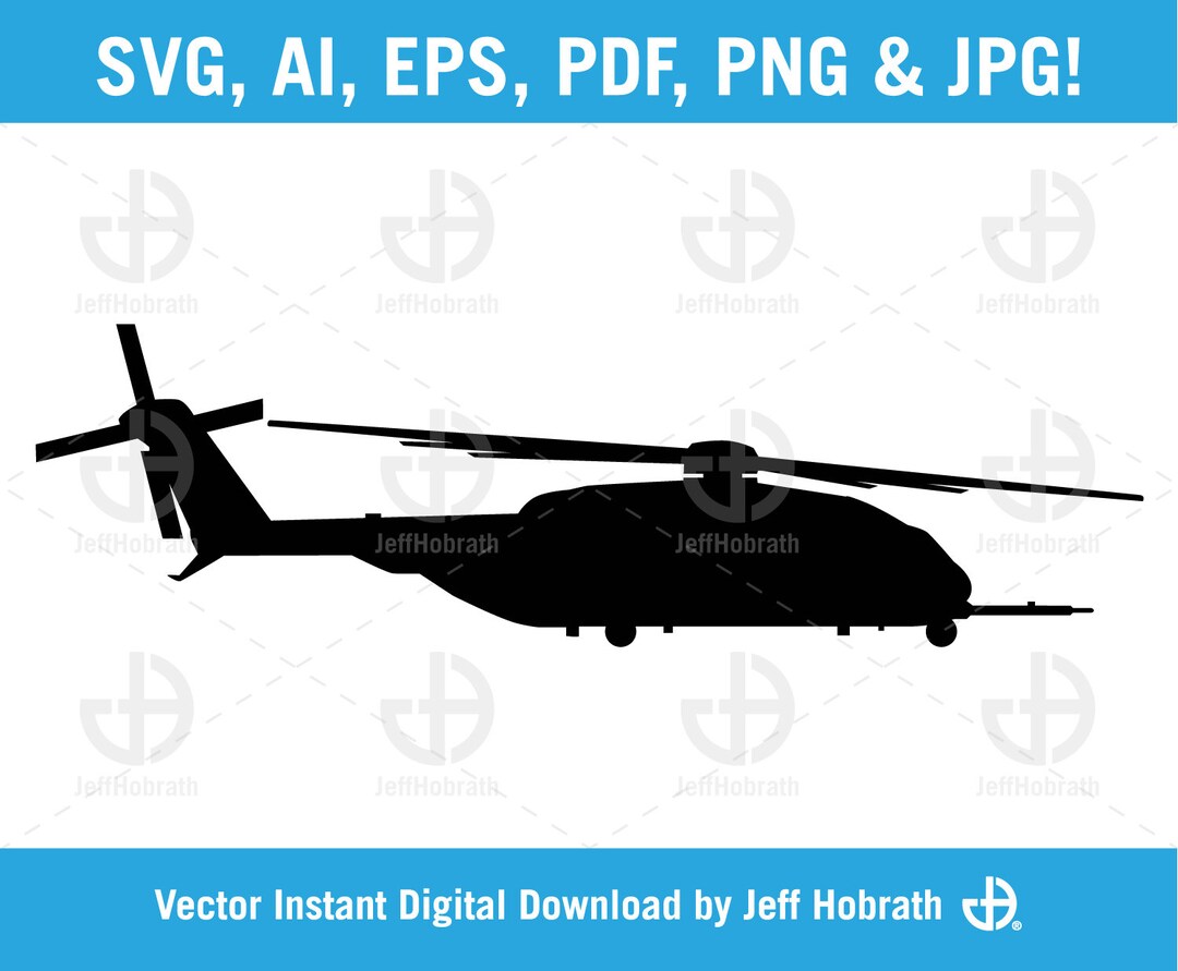 H-53 Helicopter Aircraft Silhouette Isolated Vector Illustration ...
