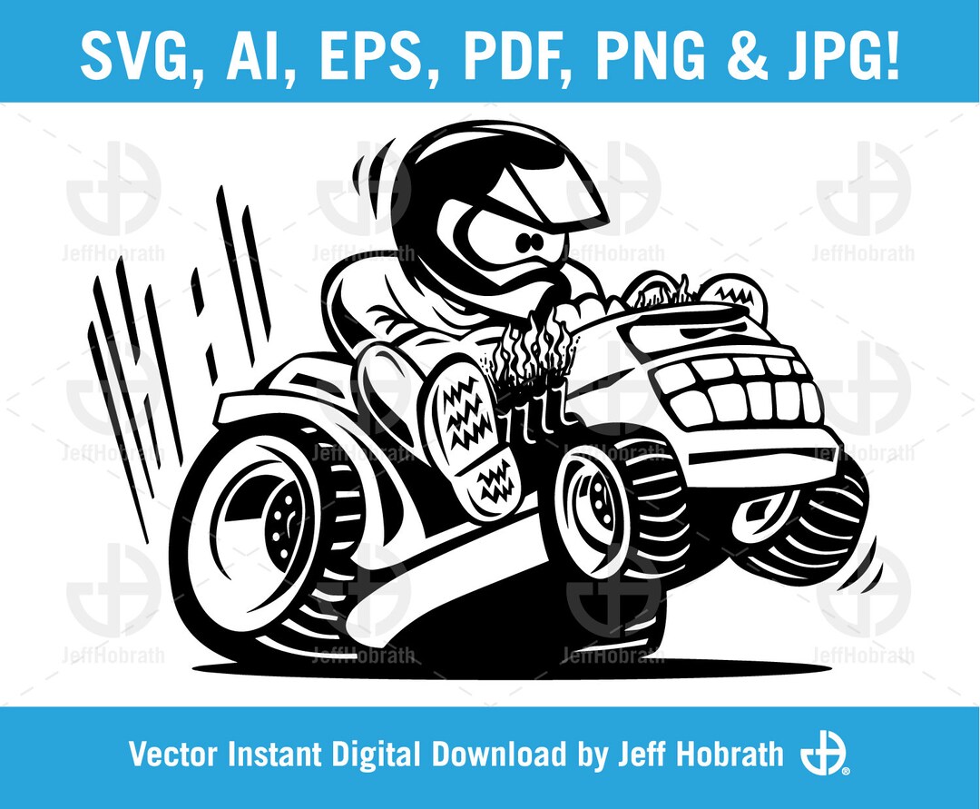Racing Lawnmower Cartoon Isolated Vector Illustration Digital Download ...