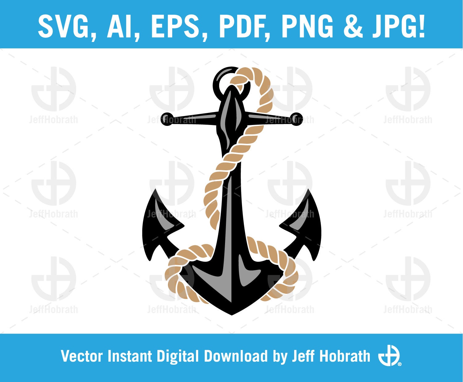 Anchor and Rope color isolated vector illustration digital | Etsy
