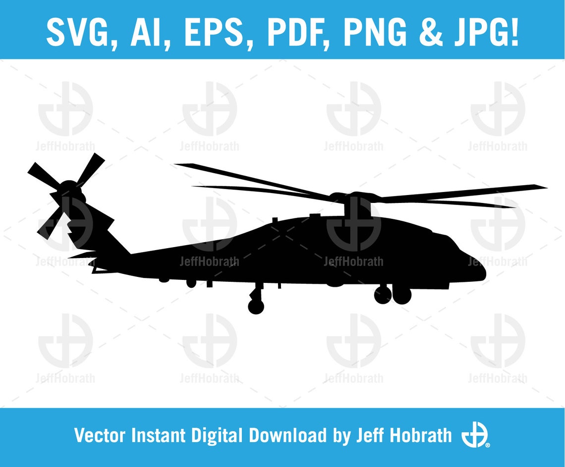 H-60 Helicopter Aircraft silhouette isolated vector | Etsy