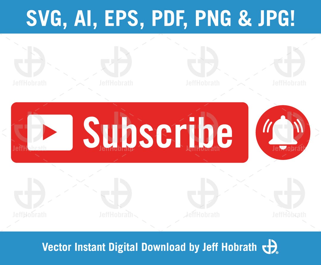 Red Subscribe Button With Notification Bell Vector Illustration Digital ...