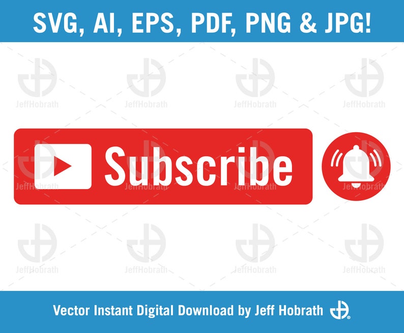 Red Subscribe Button With Notification Bell Vector | Etsy