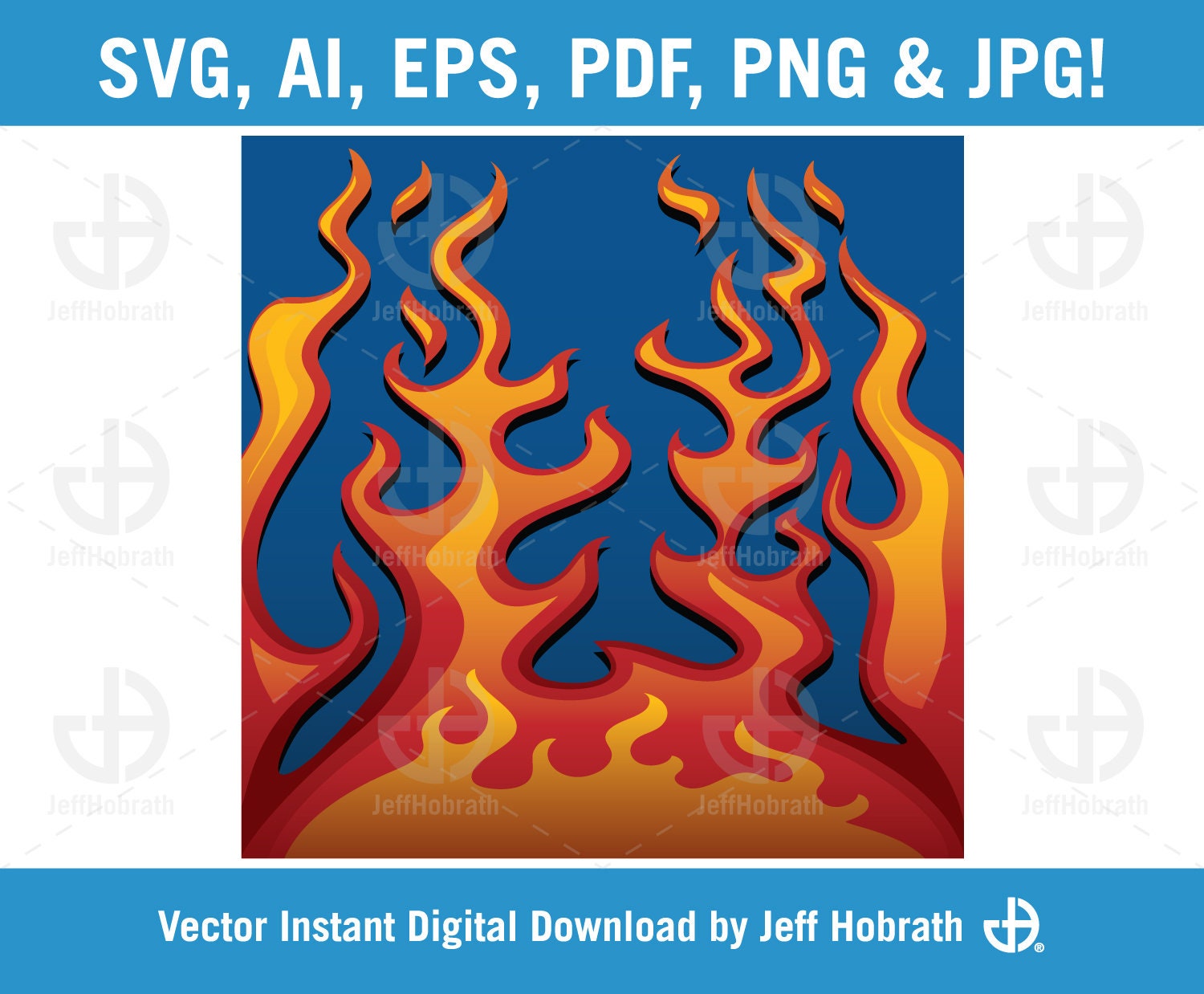 Classic Hot Rod Flames Fire Background Vector illustration - Etsy France