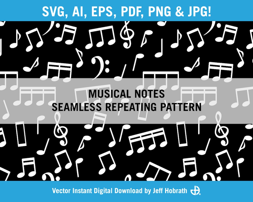 Musical Notes Seamless Repeating Pattern Vector Illustration Digital ...