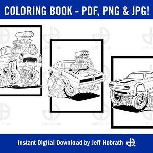 Muscle Car Toons Coloring Book Pages Instant Digital Download! 20 Sharp ...
