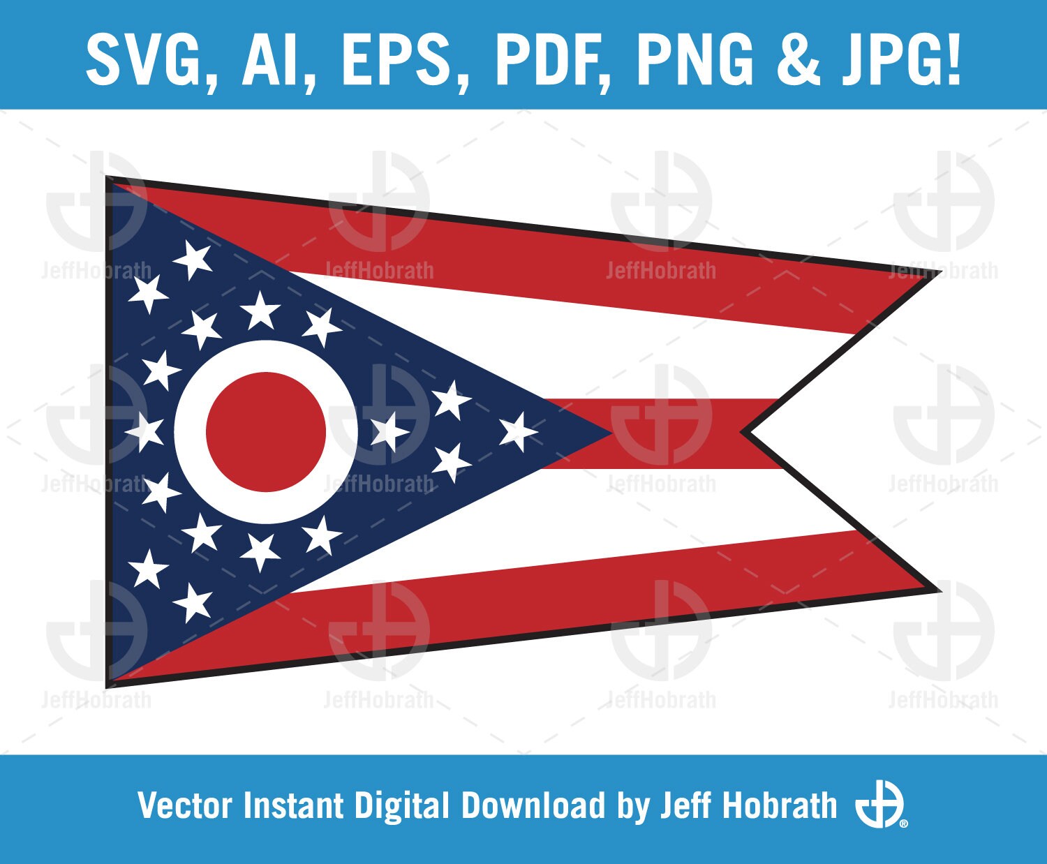 Ohio State Flag Isolated Vector Illustration Digital Download, Ai, Eps ...