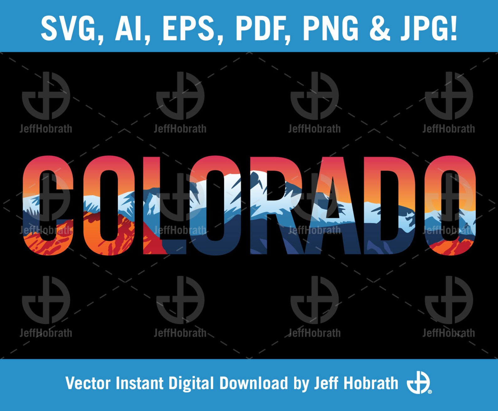 Colorado With Landscape Inlay Vector Illustration Instant | Etsy