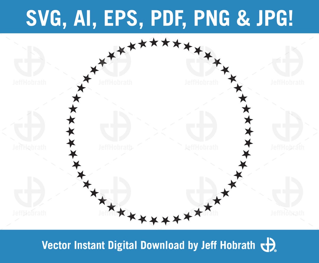 50 Stars in a Perfect Circle Isolated Vector Illustration Digital ...