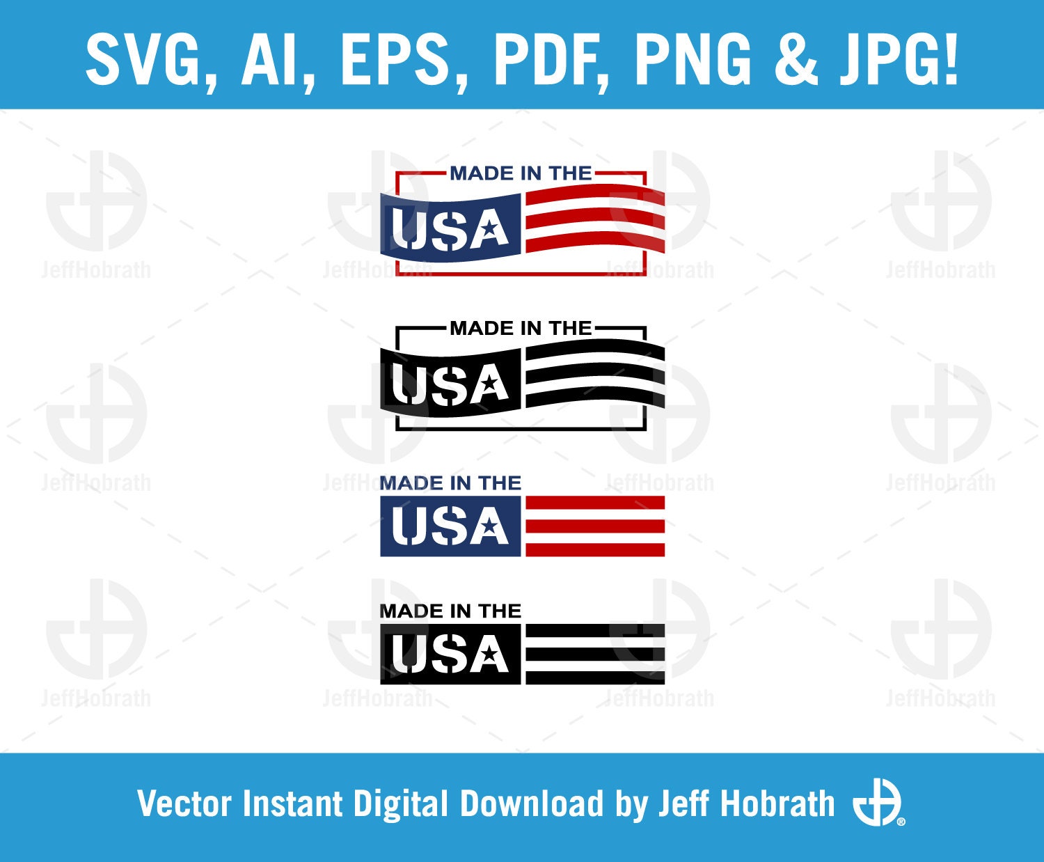 Made in the USA Patriotic American Logo tag designs set vector | Etsy