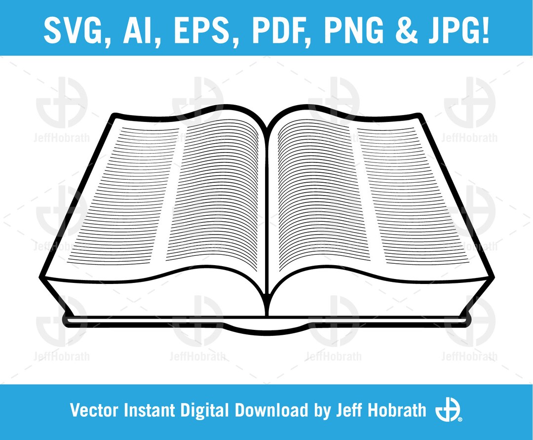 Open Book Black Line Art Isolated Vector Illustration Digital Download ...