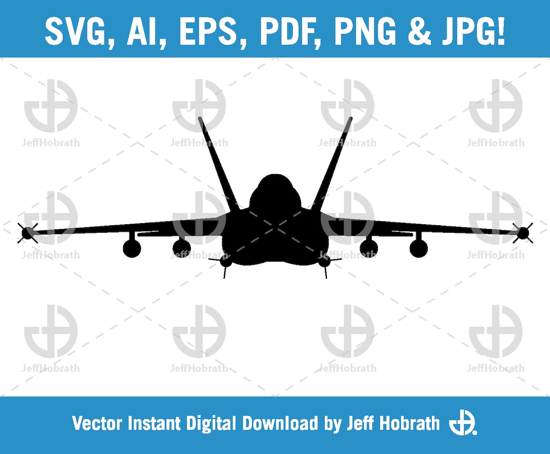 F/A-18 Hornet Jet Aircraft Front View Silhouette Isolated Vector ...