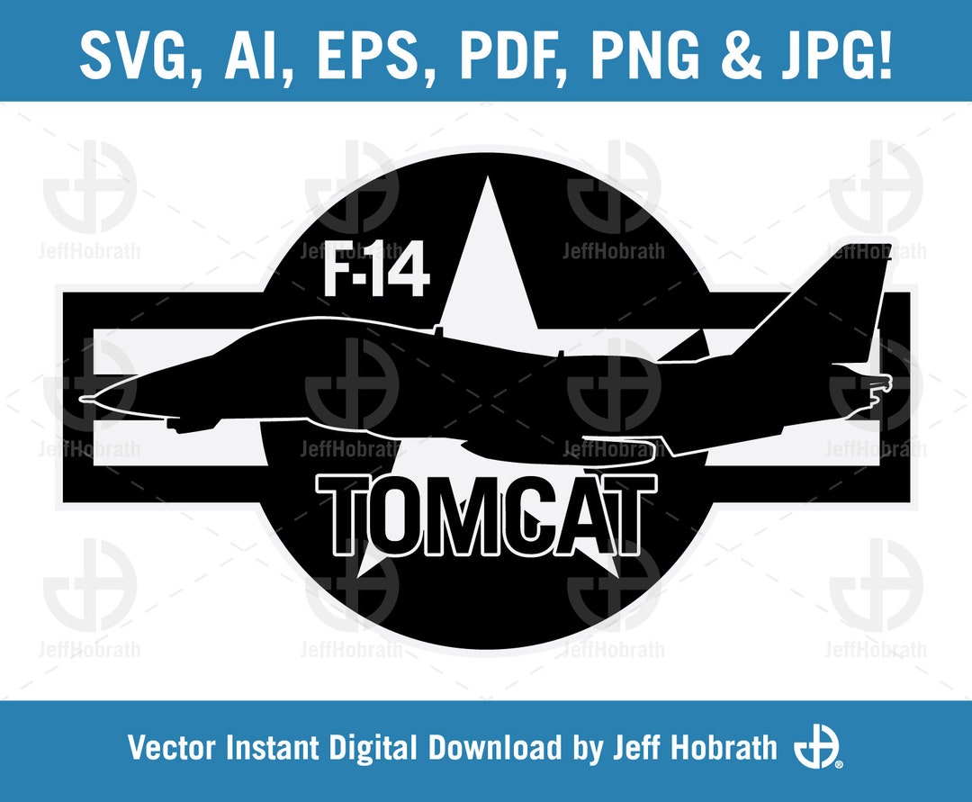 F-14 Tomcat Military Fighter Jet Aircraft Silhouette With Roundel ...