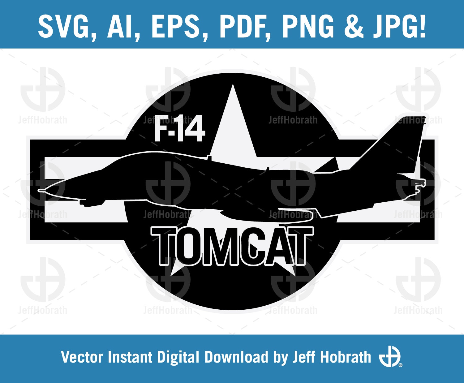 F-14 Tomcat Military Fighter Jet Aircraft Silhouette With Roundel ...