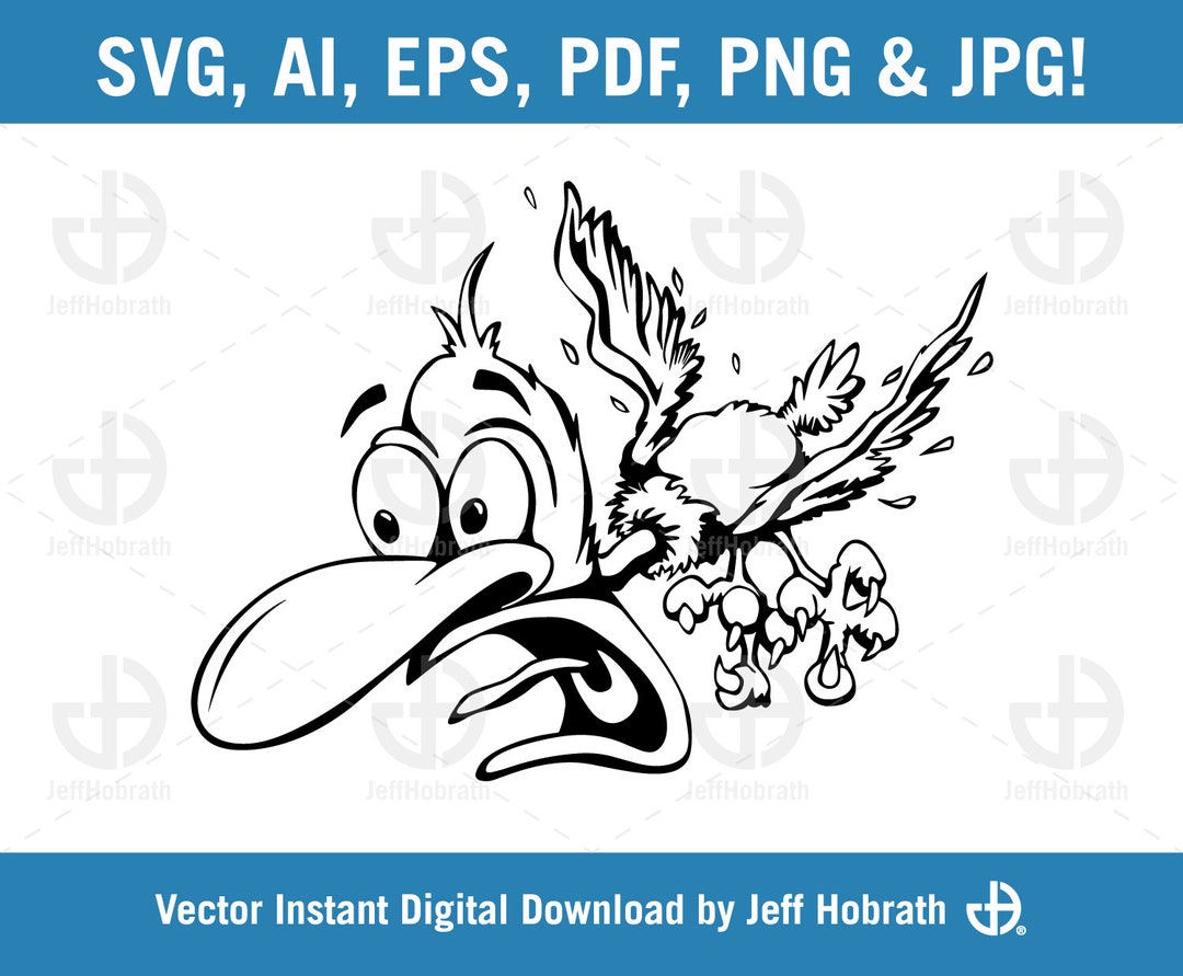 Crazy Bird Cartoon Isolated Vector Illustration Digital Download, Ai ...