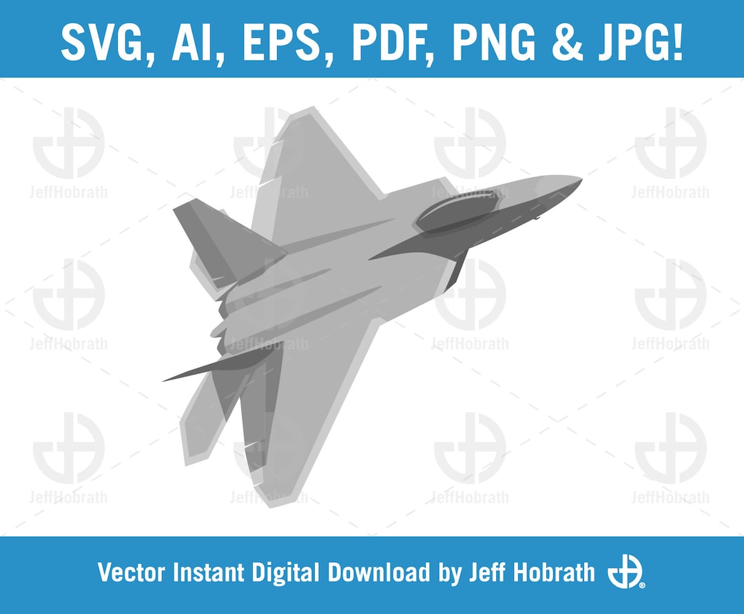 F-22 Raptor Military Fighter Jet Aircraft Vector Illustration Digital ...