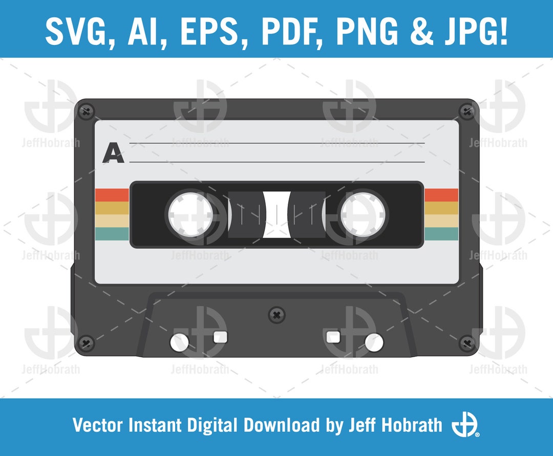 Retro Cassette Tape Color Isolated Vector Illustration Digital Download ...