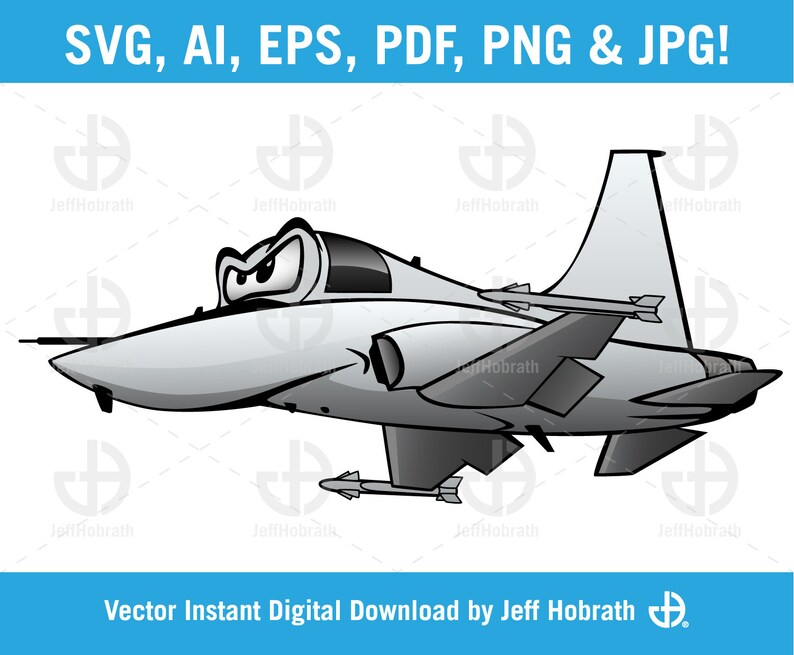Cartoon Military Fighter Jet Aircraft Isolated Vector | Etsy