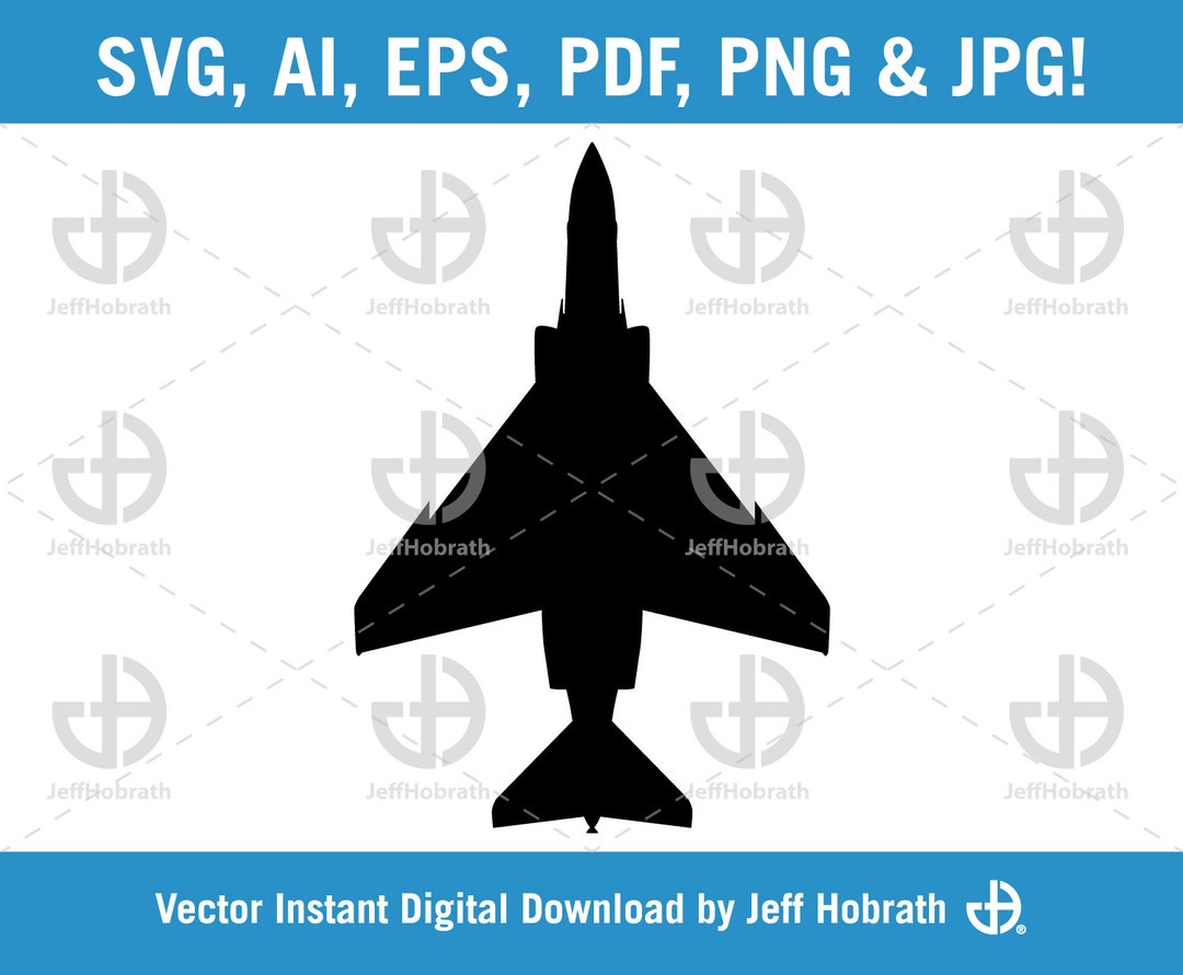 F-4 Phantom II Military Fighter Jet Aircraft Silhouette Isolated Vector ...