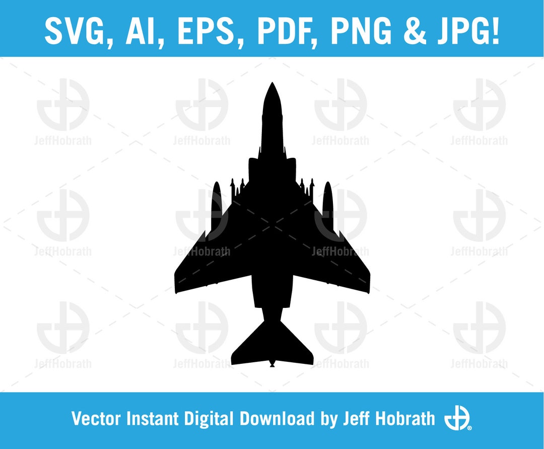 F-4 Phantom II Military Fighter Jet Aircraft Silhouette Isolated Vector ...