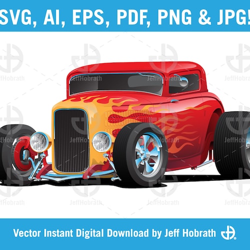 Classic American Hot Rod Car Isolated Vector Illustration - Etsy