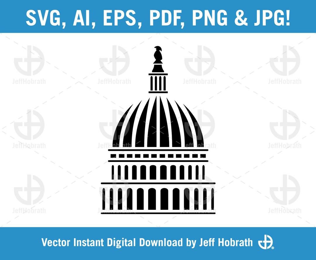 Washington D.C. Capitol Dome Black Line Art Vector Illustration Instant ...