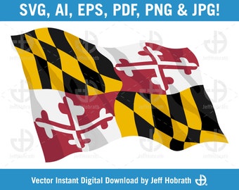 Maryland Flag State Outline INSTANT DOWNLOAD 1 Vector .eps - Etsy