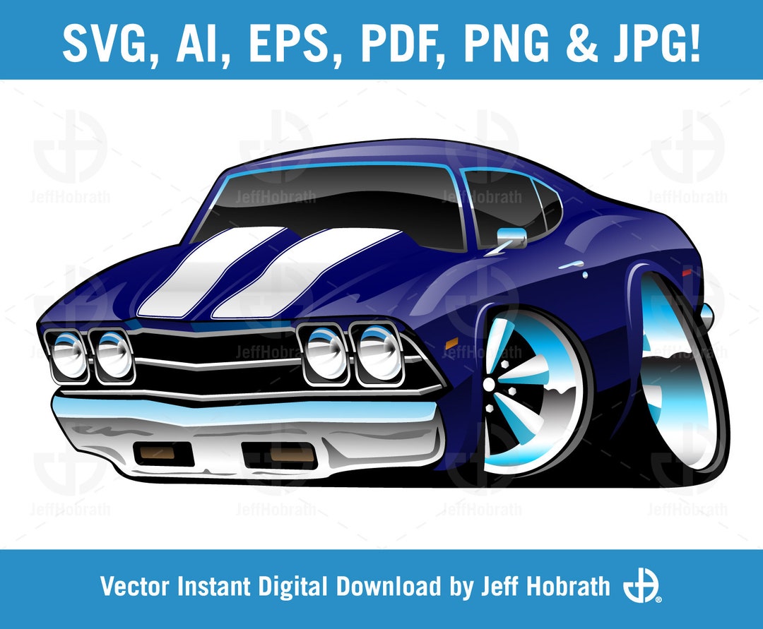 Classic Muscle Car Cartoon Isolated Vector Illustration Digital ...