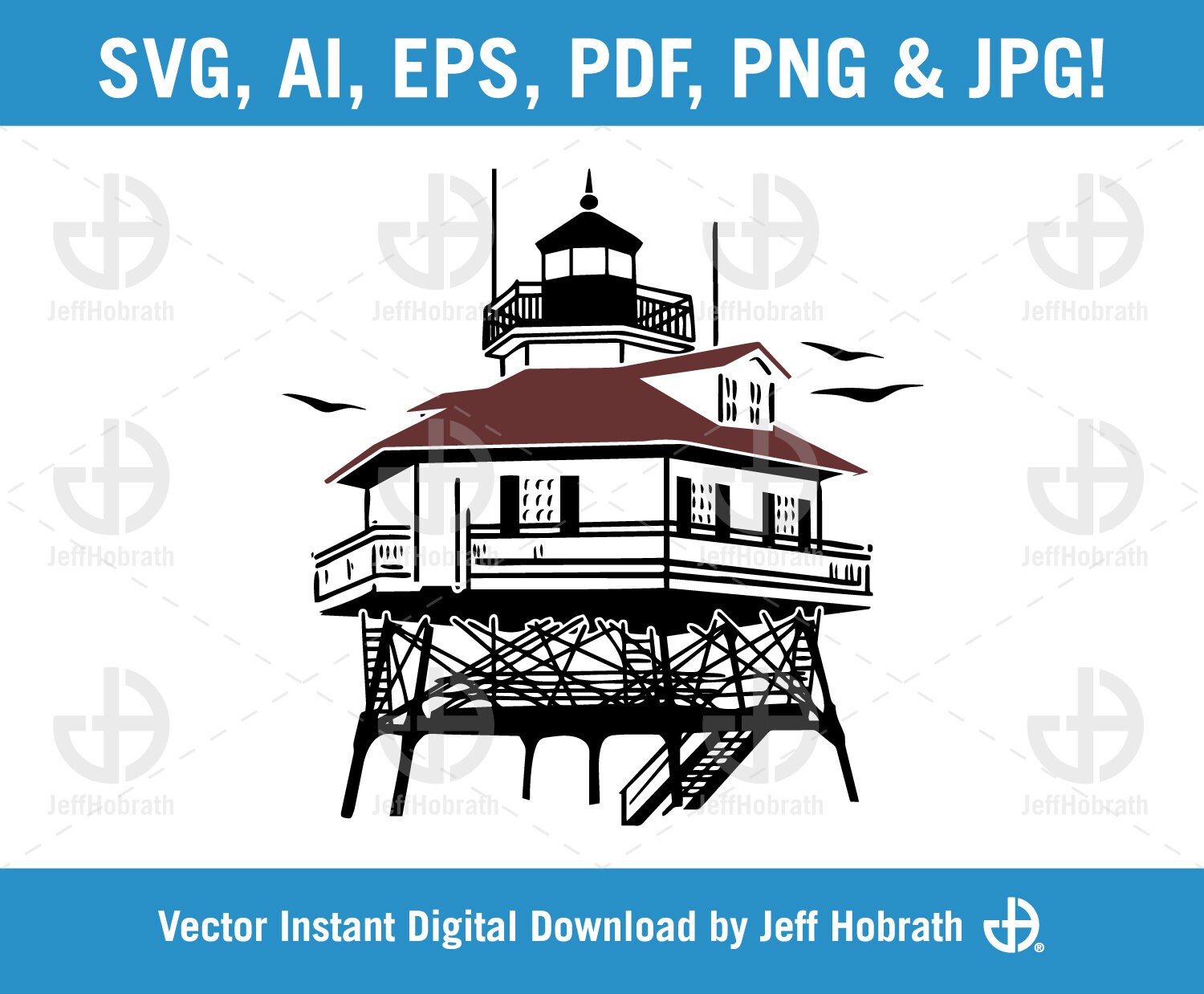 Lighthouse Isolated Vector Illustration Digital Download, Ai, Eps, Pdf ...