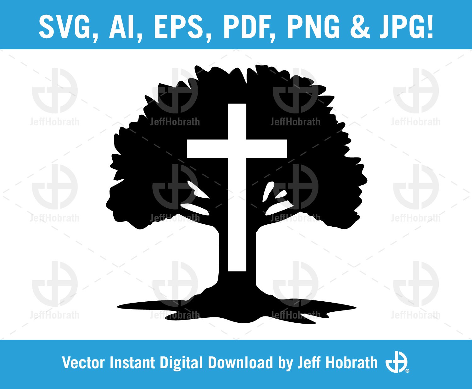 Christian Cross Tree of Life Isolated Vector Illustration | Etsy