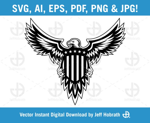 Patriotic American Eagle With Stars and Stripes Shield | Etsy