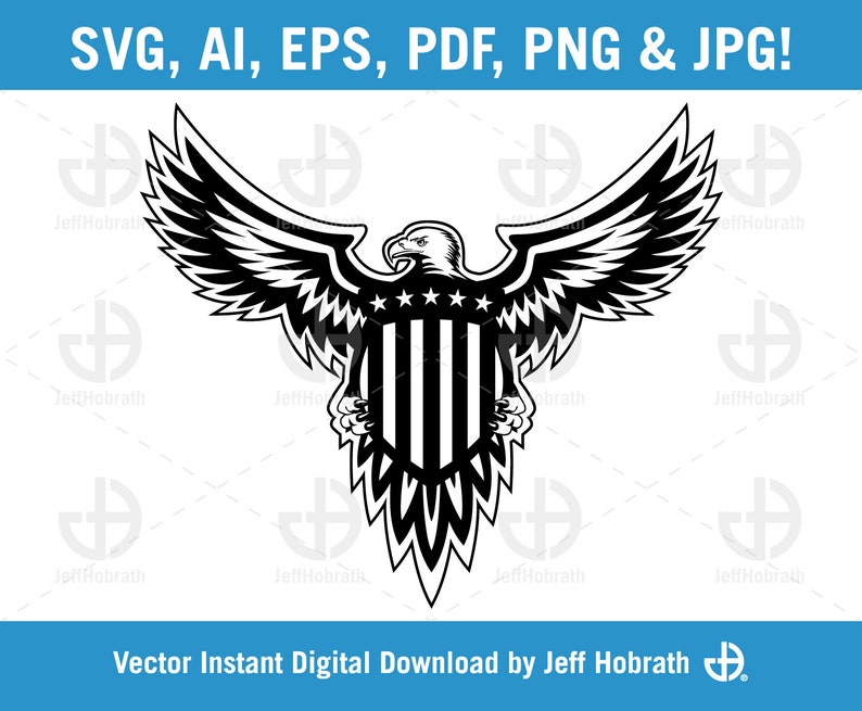 Patriotic American Eagle With Stars and Stripes Shield | Etsy