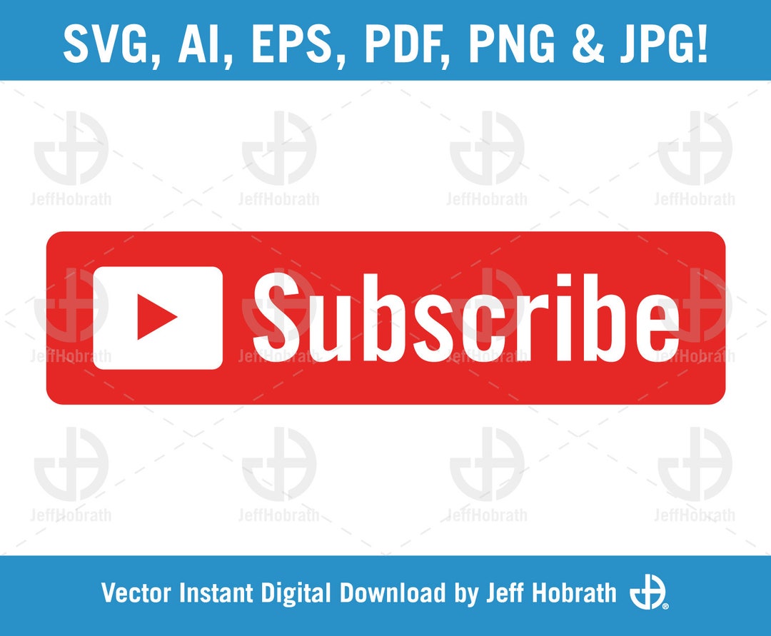 Red Subscribe Button Vector Illustration Digital Download, Ai, Eps, Pdf ...