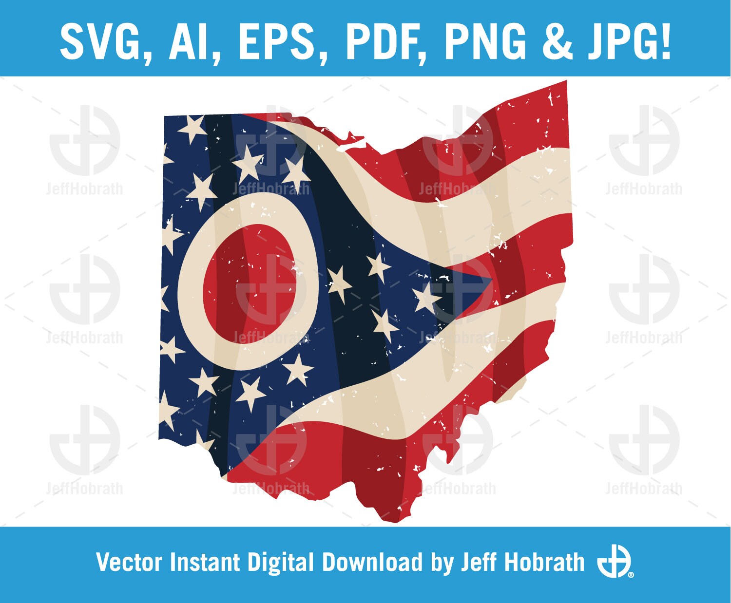 Ohio With Ohio Flag Overlay Isolated Vector Illustration - Etsy