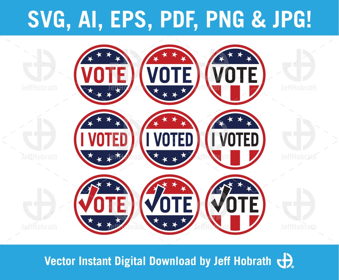 Vote and I Voted Political Election Logo Set Vector Illustration ...