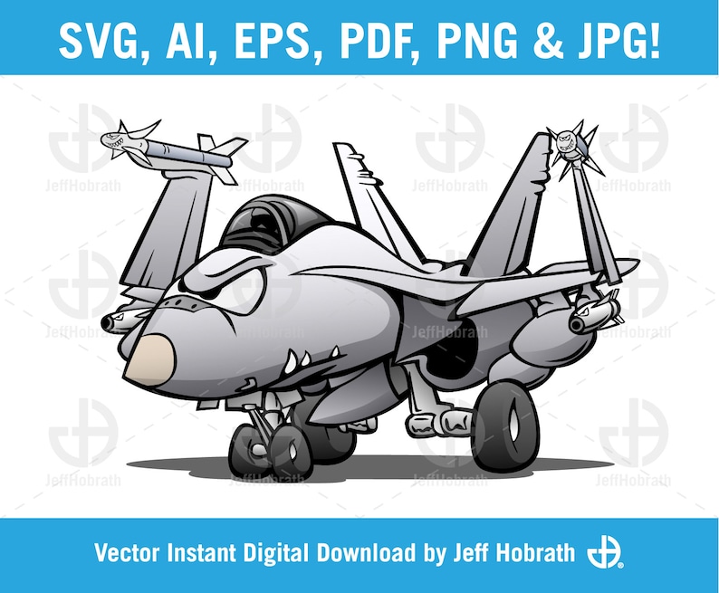 F/A-18 Hornet Cartoon Military Fighter Jet Aircraft Isolated Vector ...