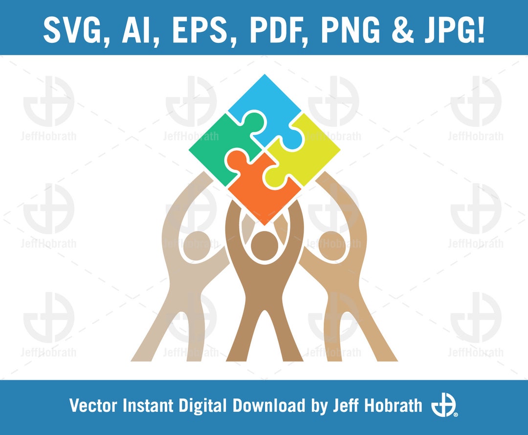 Teamwork Puzzle Logo Isolated Vector Illustration Digital Download, Ai ...