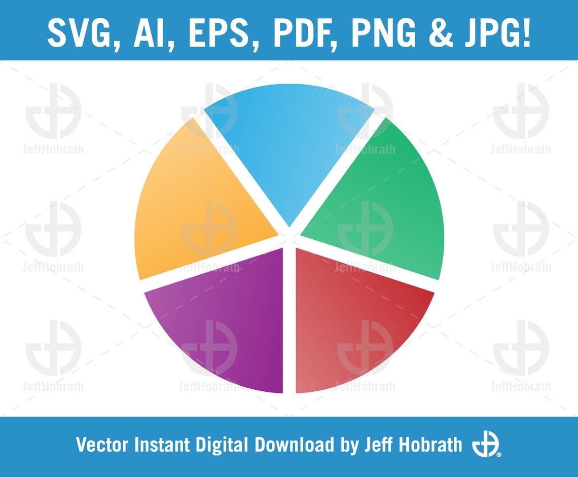 Pie Chart - 5 Piece Color Pie Chart in Yellow, Blue, Green, Red, and ...