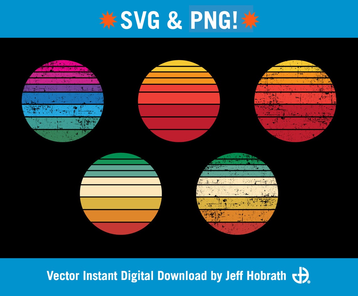 50 Retro Sunsets Beautiful Vector Retro Sunset Art Bundle - Etsy