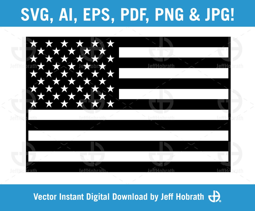 American Flag Black And White Vector