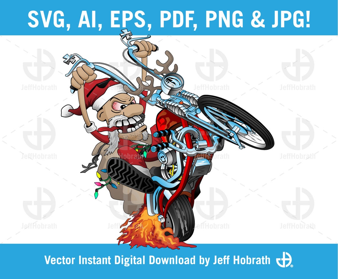 Biker Santa Motorcycle Cartoon Color Isolated Vector Illustration ...