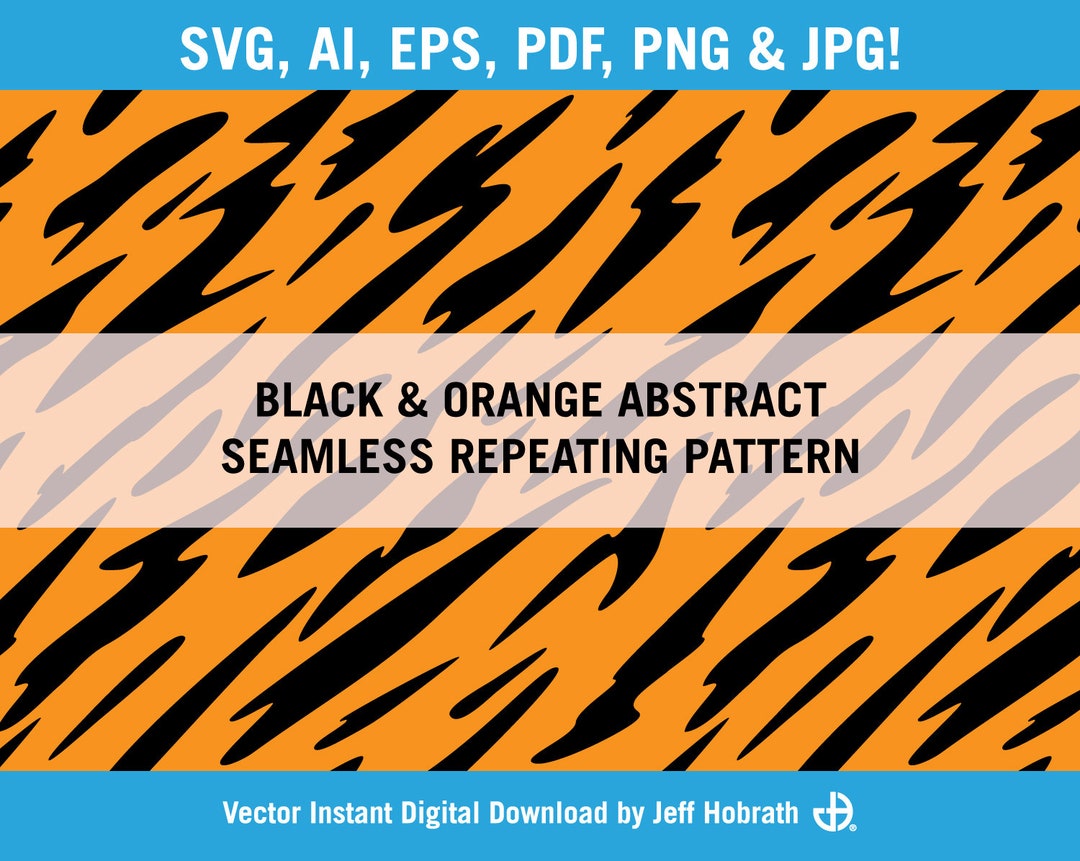 Black and Orange Tiger Stripes Seamless Repeating Pattern Vector ...