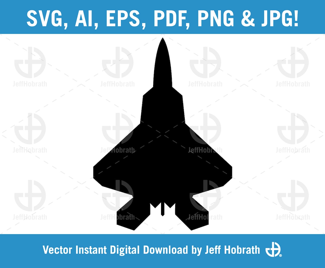 F-22 Raptor Military Fighter Jet Aircraft Top Silhouette Isolated ...