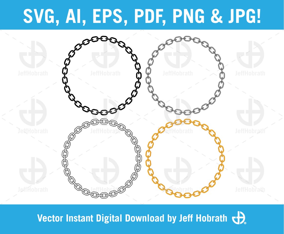 Chain Vector Set With Two Black and Two Color Versions Vector - Etsy