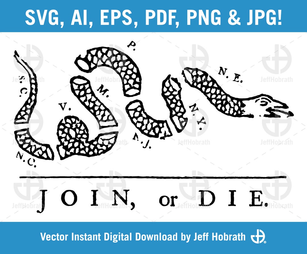 1754 Join or Die Snake Vector Illustration Instant Digital Download, Ai ...