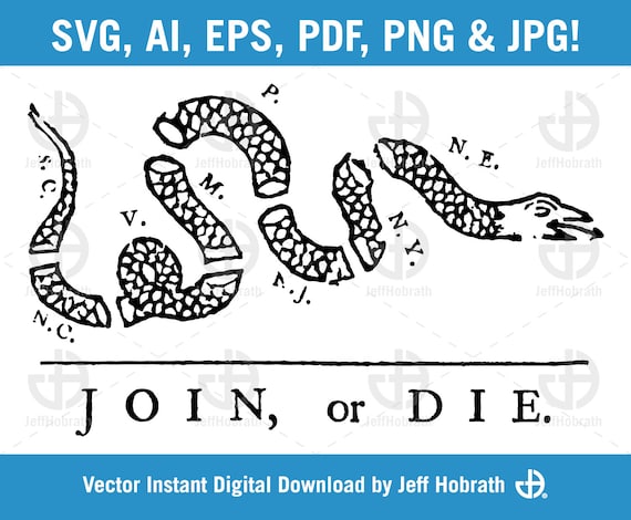1754 Join or Die Snake Vector Illustration Instant Digital - Etsy
