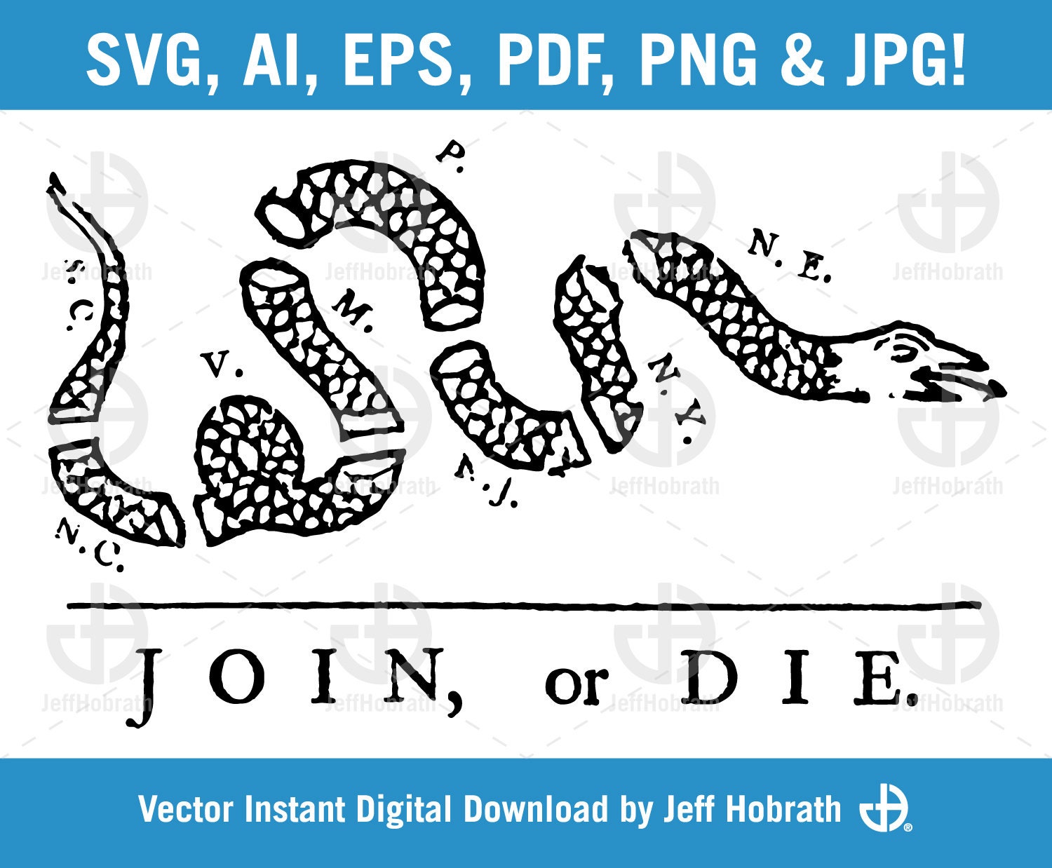 1754 Join or Die Snake Vector Illustration Instant Digital | Etsy