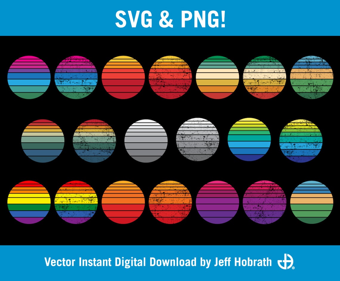 110 Retro Sunsets Beautiful Vector Retro Sunset Art Bundle - Etsy